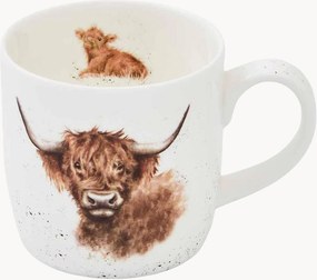 Ručně malovaný hrnek z kostního porcelánu Highland Cow