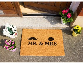 Rohožka z přírodního kokosového vlákna Artsy Doormats Mr and Mrs, 40 x 60 cm