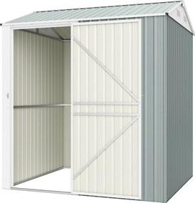 Outsunny kovový zahradní domek na nářadí 3,5 m² – vysoký uzamykatelný se štítnou střechou, větráním a rukavicemi v balení, 209 x 177 x 236 cm, světle