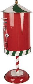 Červená kovová dekorace poštovní schránka Santa - Ø 24*58 cm