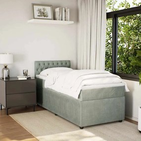 Box spring postel s matrací světle šedá 100x200 cm samet 3287668