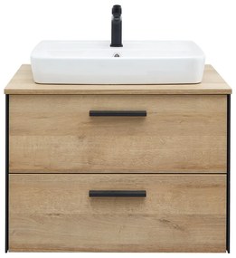 Závěsná skříňka bez umyvadla v dekoru dubu v přírodní barvě 51x72 cm Quickset 395 – Pelipal