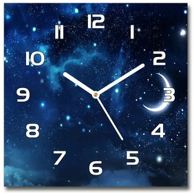 Wallmuralia Skleněné hodiny čtverec Hvězdné nebe 30x30 cm