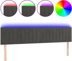 Čelo postele s LED tmavě šedé 180x5x78/88 cm samet 3121911