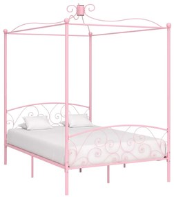 Rám postele s nebesy růžový kovový 140 x 200 cm,  284489 HangarStore.cz