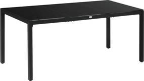 Obdélníkový zahradní stůl Outsunny pro venkovní jídelnu pro 8 osob s tvrzeným sklem a hliníkovým rámem 180 x 80 x 72 cm Černý