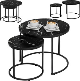 Velaco Set 2 konferenčních stolků TIG-1 60, imitace černého mramoru/černá