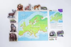 Just Jigsaws 775 Evropa a její zvířata - dřevěné puzzle 16 dílů a 10 z