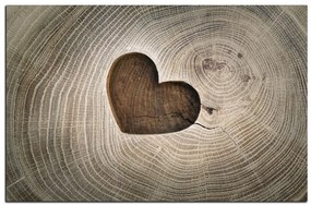 Obraz na plátně - Srdce na dřevěném pozadí 1207A (120x80 cm)
