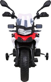 Ramiz Dětská motorka na baterie BMW F850 GS červená + pomocná kolečka + audio LED + pomalý start + EVA