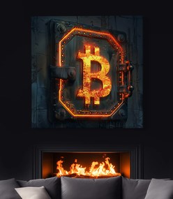 Obraz na plátně - Bitcoin Starý trezor FeelHappy.cz Velikost obrazu: 100 x 100 cm