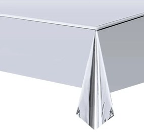Jednorázový plastový jednobarevný ubrus 137 x 274 cm (lesklý) Barva: lesklá stříbrná