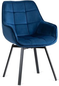 Designová otočná jídelní židle Ancona modrá velur