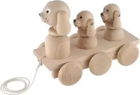 TEDDIES Tahací hračka Tři psi / Dřevo / 22x18x12 cm / od 3 let