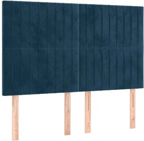 Box spring postel s matrací tmavě modrá 140x200 cm samet 3129337