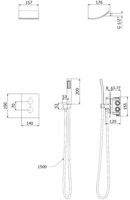 Mexen Salto, sprchová souprava pod omítku, černá matná, 7604-02-70