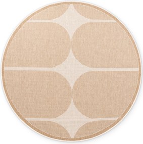 NORTHRUGS, Kusový koberec Duet Bowen 106245 Beige/White kruh - na ven i na doma, 160x160 (průměr) kruh, béžová, chodba / předsíň