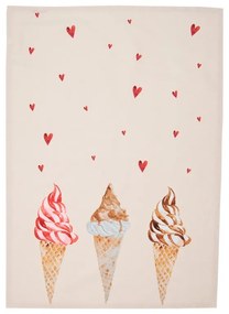 Béžová bavlněná utěrka se zmrzlinou Frosty And Sweet  - 50*70 cm