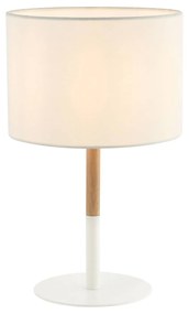 Textilní stolní lampa 20215 kov/světlé dřevo bílá