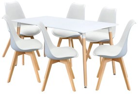 IDEA Jídelní stůl 160x90 QUATRO bílý + 6 židlí QUATRO bílé