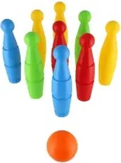 TEDDIES Kuželky 23 cm / Sada 9 ks / V síťce / Plast / 18m+
