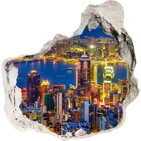 Wallmuralia Fototapeta díra na zeď 3D Hongkong noc 75x75 cm