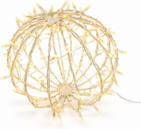 Easy fix 3D LED svítící koule, skládací, pr. 40 cm, teple bílá, bílý kabel, IP67, hliník