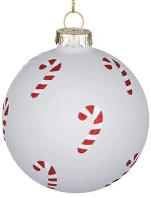 HANG ON Skleněná ozdoba Candy Cane 8 cm - bílá