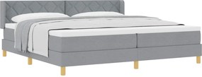 Postel s boxspringem s čelo Světle šedá 200 x 200 cm textil 3341377