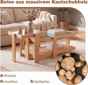 Costway Sada 2 konferenčních stolků v boho stylu, stohovatelný odkládací stolek