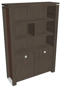 Vysoká skříň Verno+ S 140 x 46 x 210 cm, s regálem, dub antracit / hnědá