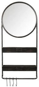 Nástěnné zrcadlo s poličkami a háčky Dolf – 38x12x89 cm