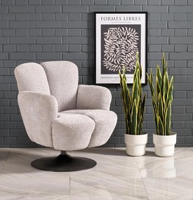 Relaxační otočné křeslo FRESH — kov, látka, béžová
