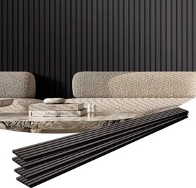 Dřevěné lamelové akustické panely 20,1 × 240 cm pro moderní nástěnný dekor Černý dub