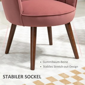 HOMCOM jídelní židle kuchyňská židle křeslo s opěradlem židle do obývacího pokoje polyester kaučukovník růžová 66 x 72 x 79 cm | Aosom