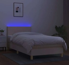 vidaXL Box spring postel s matrací a LED 90x200 cm textil [3133530] Barva: Tmavě šedá