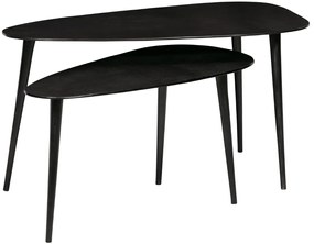 OnaDnes -20% Hoorns Černý kovový set dvou trojúhelníkových konferenčních stolků Shawn 89 x 49 cm