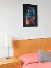Obraz na plátně - Barevná sova (celé tělo) FeelHappy.cz Velikost obrazu: 120 x 180 cm