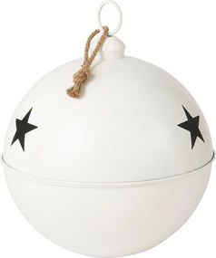 Bílá kovová ozdoba rolnička se šňůrkou Baub Xmas L - Ø 51*60 cm
