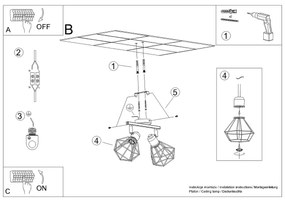Bodové svítidlo Artemis, 2x bílé drátěné stínítko, (možnost polohování)