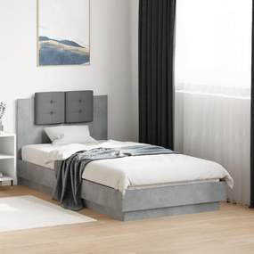 Rám postele s čelem betonově šedý 90 x 190 cm kompozitní dřevo 3209971