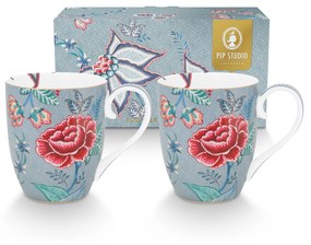 Pip Studio Flower Festival sada 2 hrnků 440ml, modrá (Sada 2 XL hrnků v dárkovém balení )
