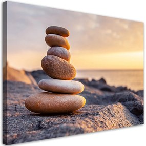 Obraz na plátně, Kameny na pláži Zen - 90x60 cm