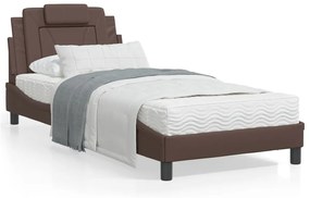 Rám postele s čelem hnědý 90x200 cm umělá kůže,  3208070
