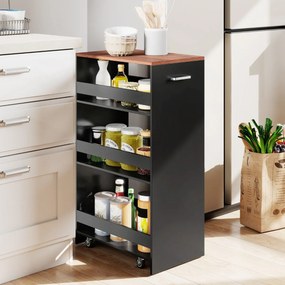 Costway 30 cm široký vozík do výklenku s madlem a zábradlím 4patrový kuchyňský