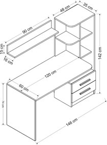 Pracovní stůl Alaska White and Black
