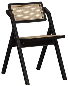 OnaDnes -20% Hoorns Černá dřevěná zahradní židle Kaden s ratanovým výpletem