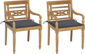 vidaXL Židle Batavia 2 ks s mi poduškami masivní teakové dřevo [3062139] Barva: antracitová