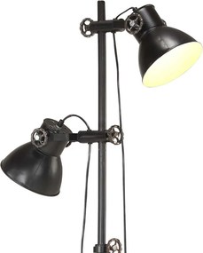 Podlahová lampa se 2 svítidly černá E27 litina 320585
