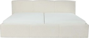 Slonovinová čalouněná dvoulůžková postel s úložným prostorem s roštem 200x240 cm Merida – Meise Möbel